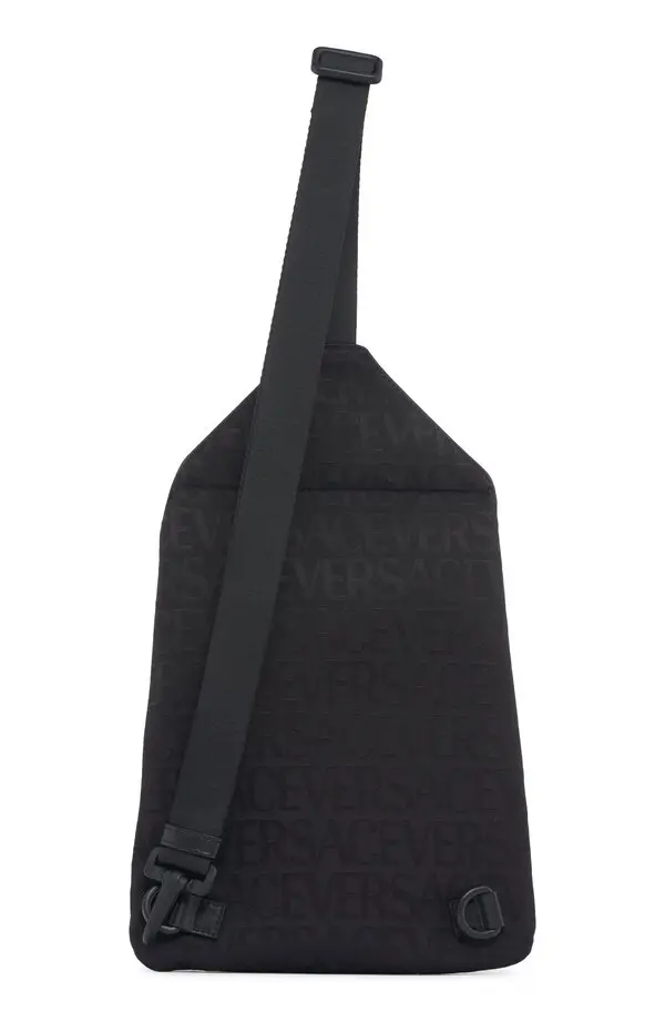 Versace Logo Jacquard Sling Crossbody Bag