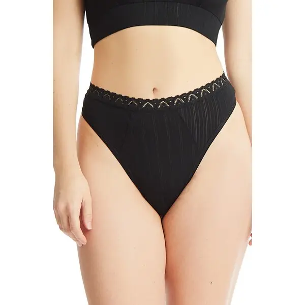 Hanky Panky Mellowluxe™ High Cut Thong - Black