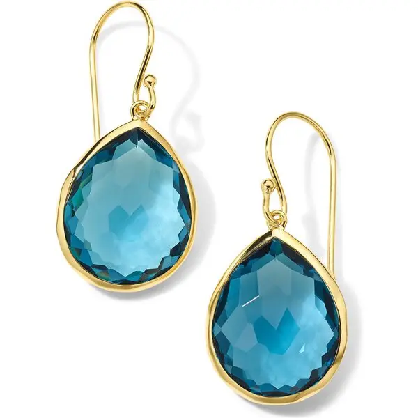 Ippolita Rock Candy Medium Teardrop Earrings - Gold/ London Blue Topaz