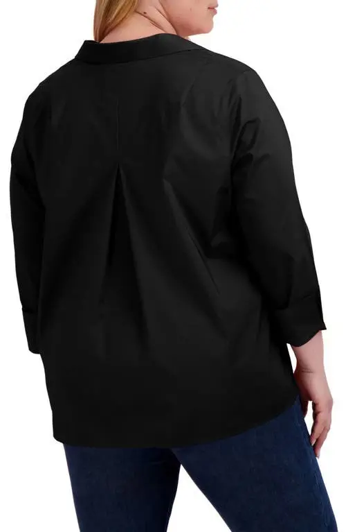 Foxcroft Agnes Non-iron Smocked Cuff Blouse - Black