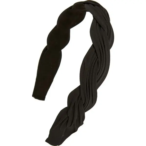 Tasha Braided Pleated Headband - Black