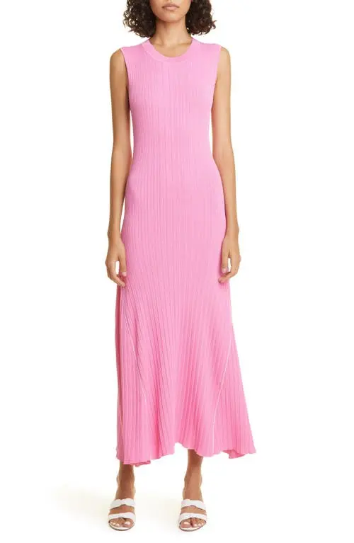 Maria Mcmanus Ribbed Crepe Godet Dress - Bubblegum