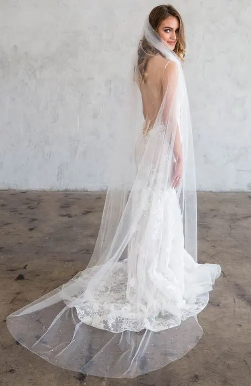 Brides & Hairpins Estee Swarovski Crystal Chapel Veil - Ivory