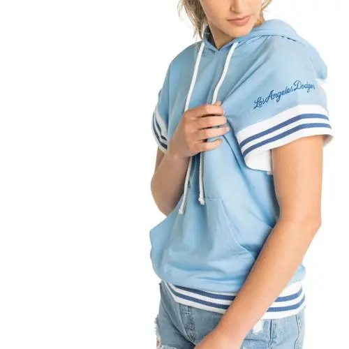 LUSSO Los Angeles Dodgers Mabel Tri-blend Short Sleeve Pullover Hoodie