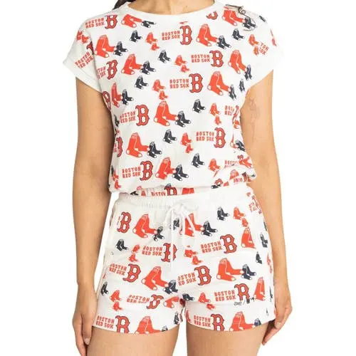 LUSSO Boston Red Sox Allover Print French Terry Shorts