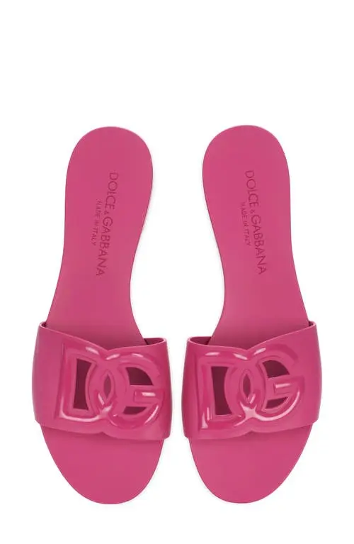 Dolce & Gabbana Bianca Interlock Slide Sandal - Fuchsia