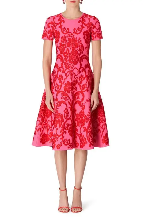 Carolina Herrera Floral Jacquard Knit Fit & Flare Dress In Zinnia Multi -  64% Off | Editorialist