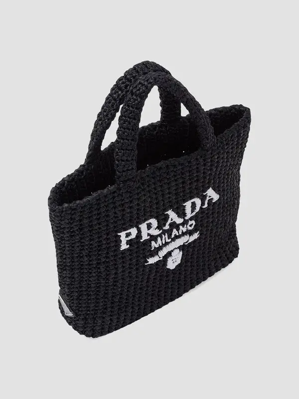 Prada Raffia Tote Bag - Black