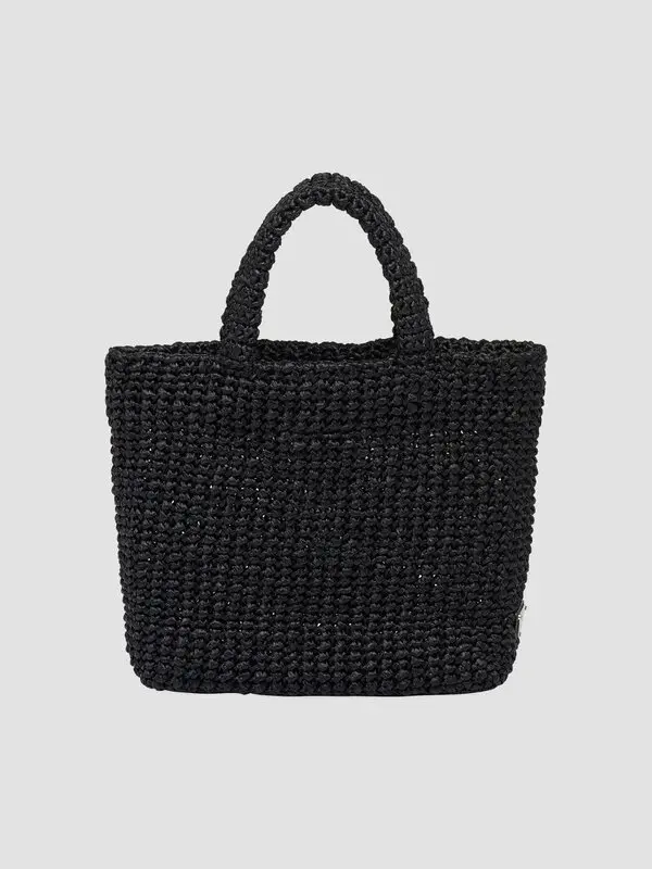 Prada Raffia Tote Bag - Black