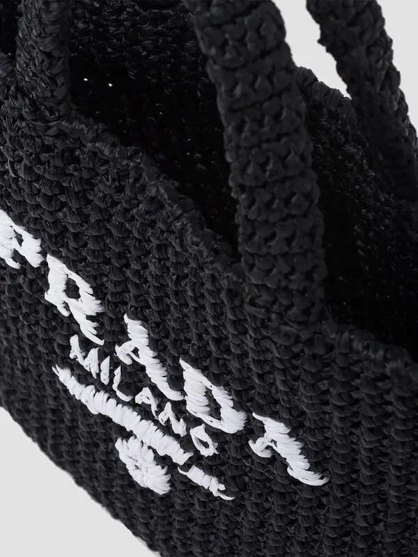 Prada Raffia Tote Bag - Black