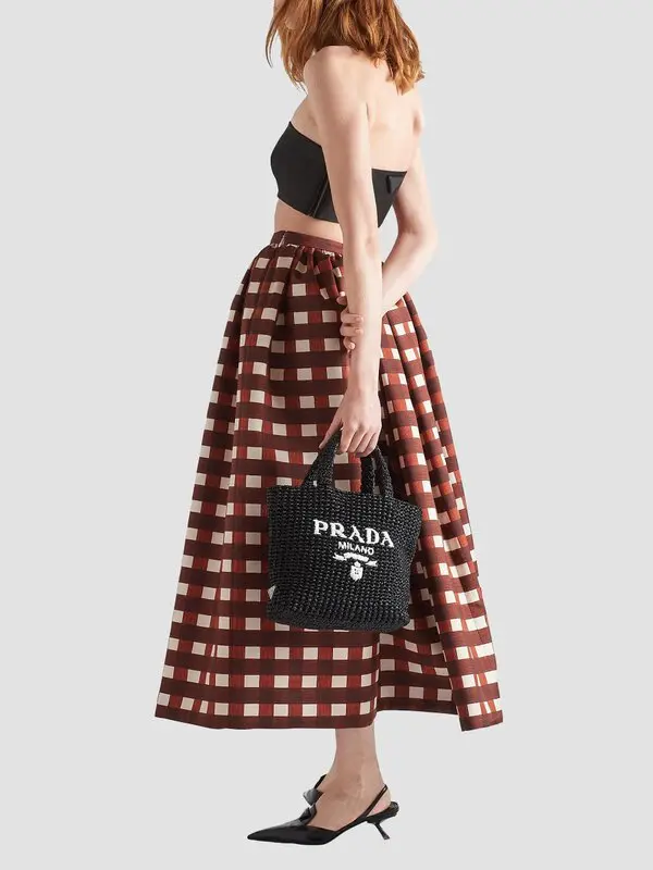 Prada Raffia Tote Bag - Black