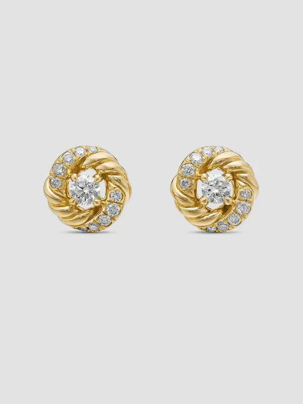 David Yurman Petite Infinity Stud Earrings In 18k Yellow With Diamonds, 7.8mm
