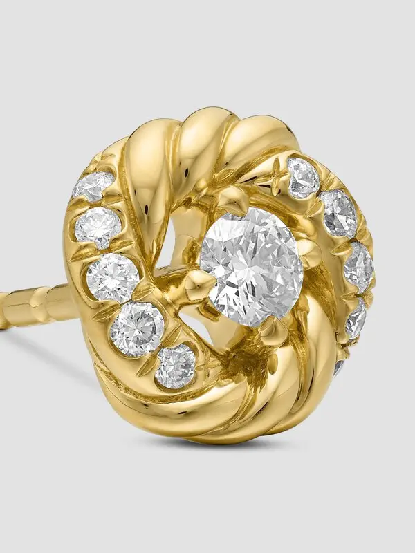 David Yurman Petite Infinity Stud Earrings In 18k Yellow With Diamonds, 7.8mm