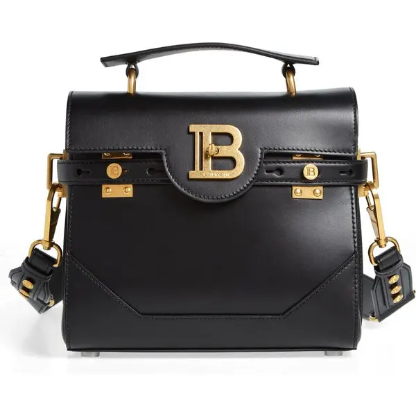 Balmain B-buzz 23 Monogram Leather Top Handle Bag - 0pa Black
