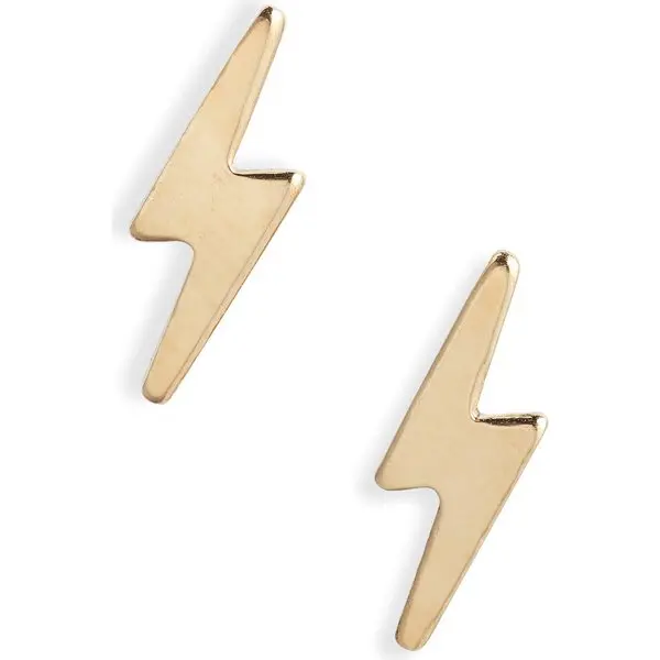 NASHELLE Lightning Bolt Stud Earrings - Yellow Gold Fill