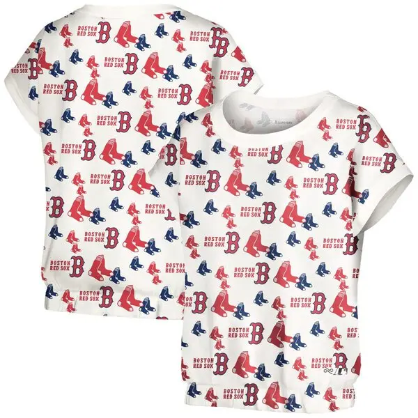 LUSSO Boston Red Sox Madge Dolman Tri-blend T-shirt - White