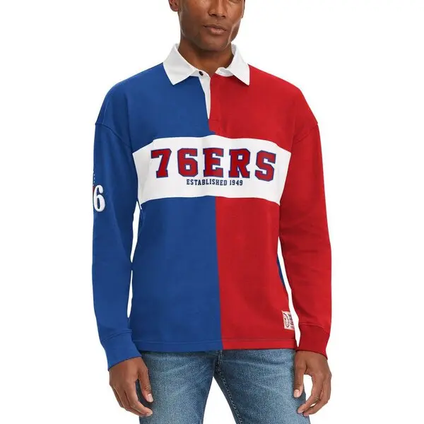 Tommy Hilfiger Red Philadelphia 76ers Ronnie Rugby Long Sleeve T-shirt - Royal