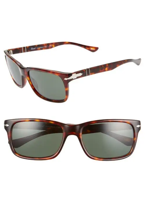 Persol 58mm Rectangle Sunglasses - Havana/black Solid
