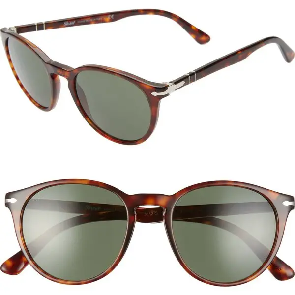 Persol 52mm Round Frame Sunglasses - Brown/green