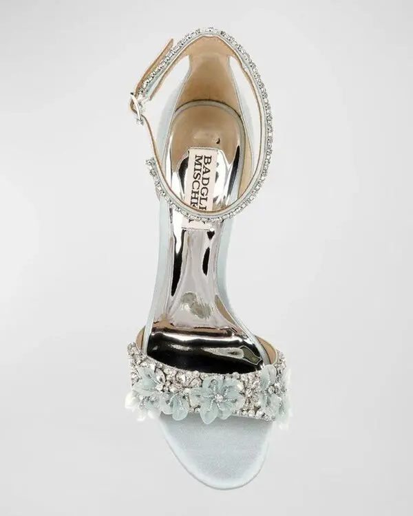 Badgley Mischka Finesse Satin Pumps With Crystals - Mist