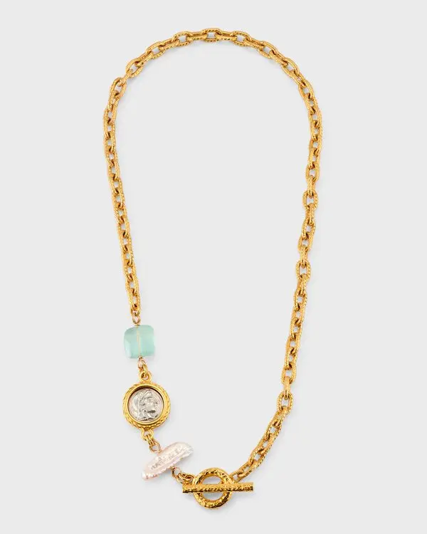 BEN-AMUN Coin And Pearl Necklace - Gold