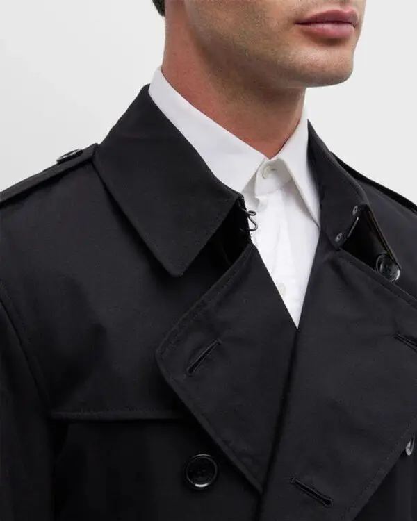 Burberry Kensington Gabardine Trench Coat - Black