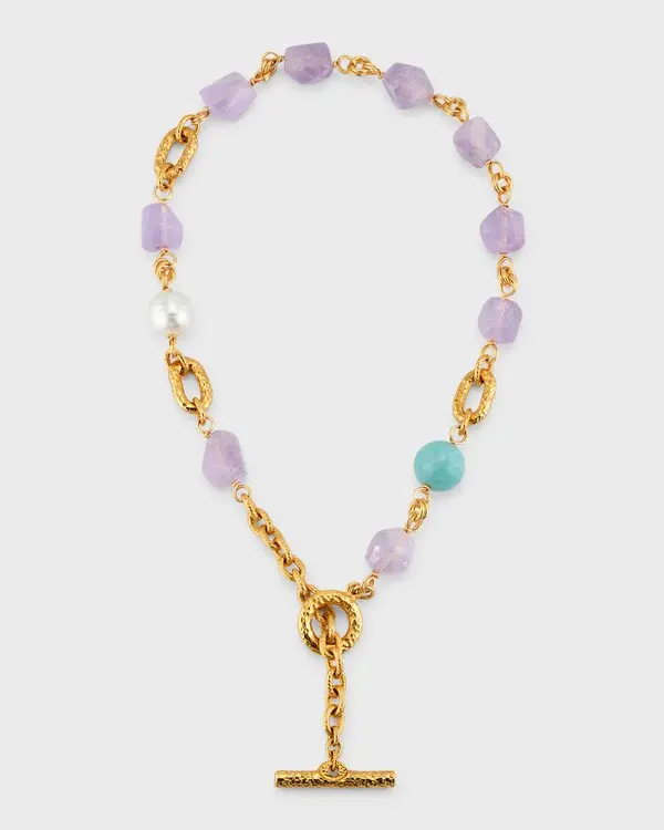 BEN-AMUN Pearl And Stone Toggle Necklace - Multi