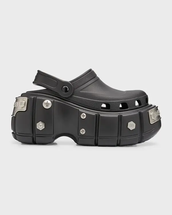 Balenciaga X Crocs Hardcrocs Platform Clogs - Nero/Silver