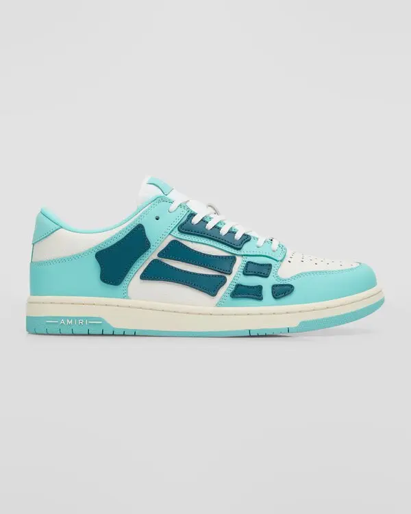 Amiri Skeleton Denim Leather Low-top Sneakers