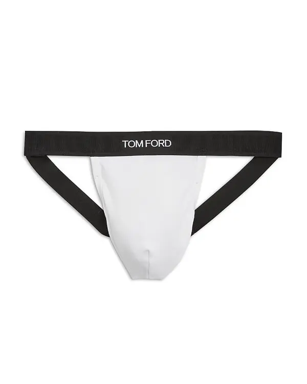 TOM FORD Cotton Blend Regular Fit Jock Strap - White