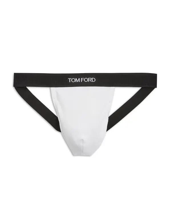 TOM FORD Cotton Blend Regular Fit Jock Strap - White
