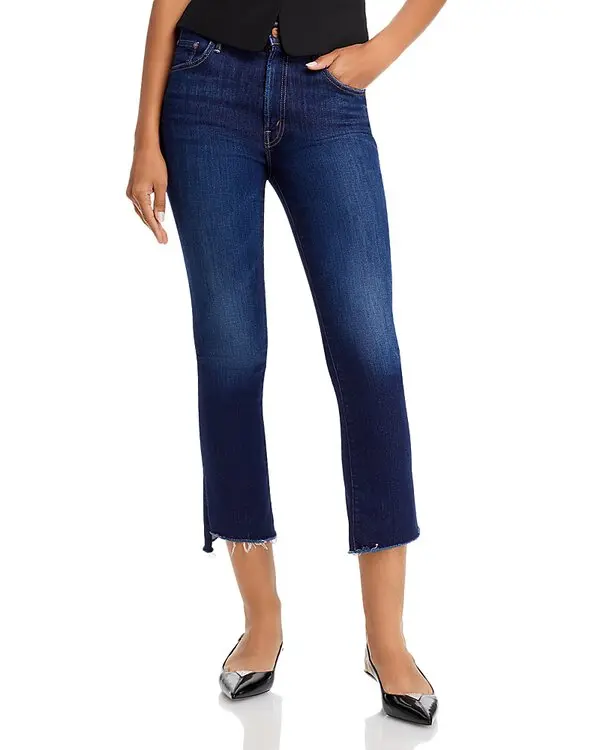 MOTHER The Insider High Rise Crop Step Fray Bootcut Jeans - Off Limits