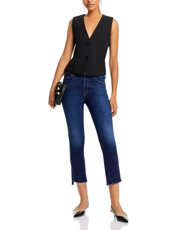 MOTHER The Insider High Rise Crop Step Fray Bootcut Jeans - Off Limits