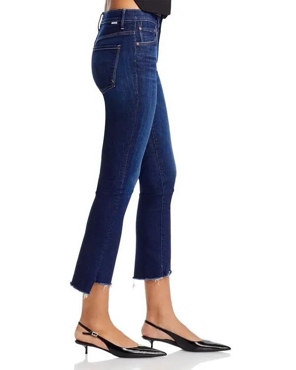 MOTHER The Insider High Rise Crop Step Fray Bootcut Jeans - Off Limits