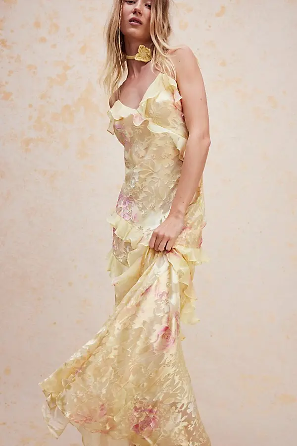 knee length dresses for ladies Rialto Silk-Blend Maxi Dress