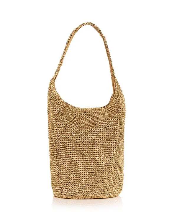 Aqua Metallic Woven Tote - Gold