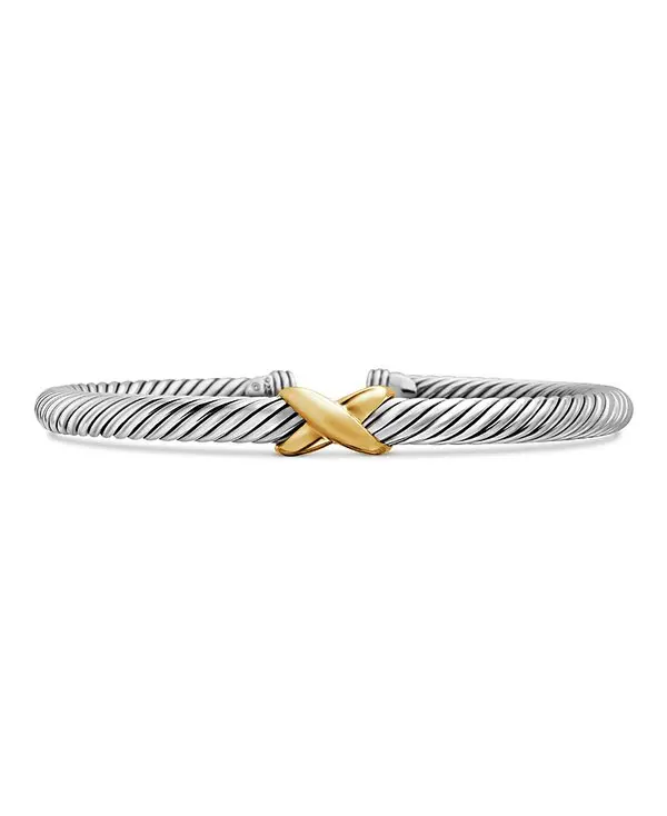 David Yurman X Bracelet With 14k Gold - Silver/yellow Gold