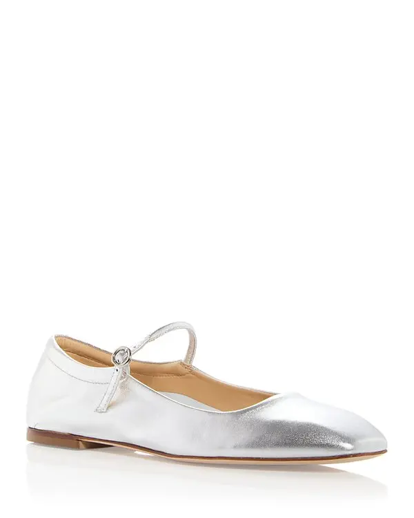 AeydĒ Uma Square Toe Mary Jane Flats - Silver