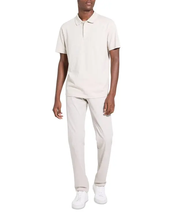 Theory Bron Polo In Cosmos Slub Cotton - Silver Cloud