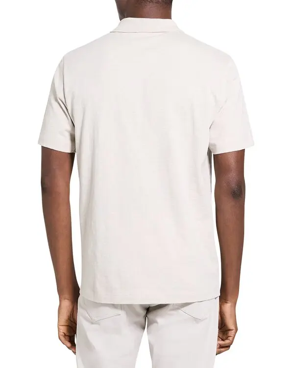 Theory Bron Polo In Cosmos Slub Cotton - Silver Cloud