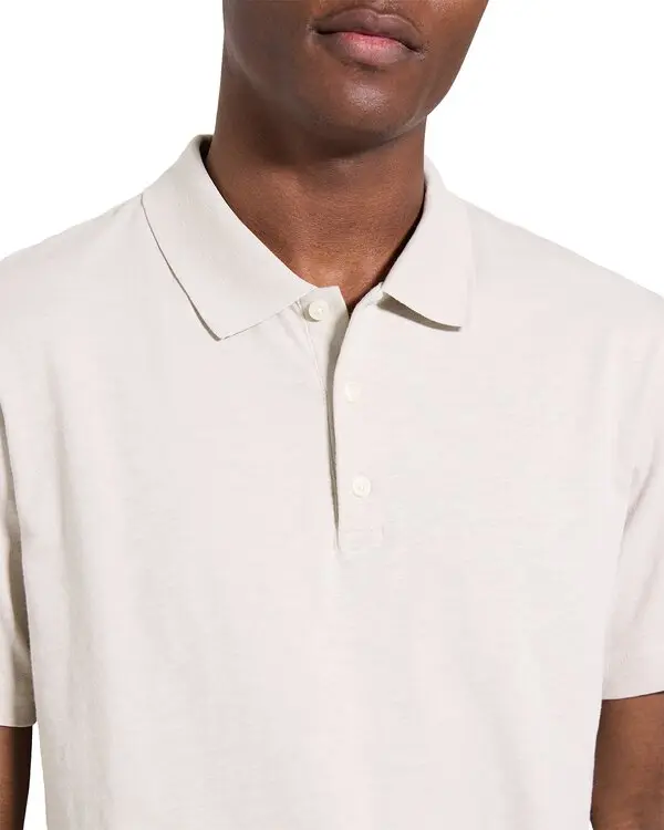 Theory Bron Polo In Cosmos Slub Cotton - Silver Cloud