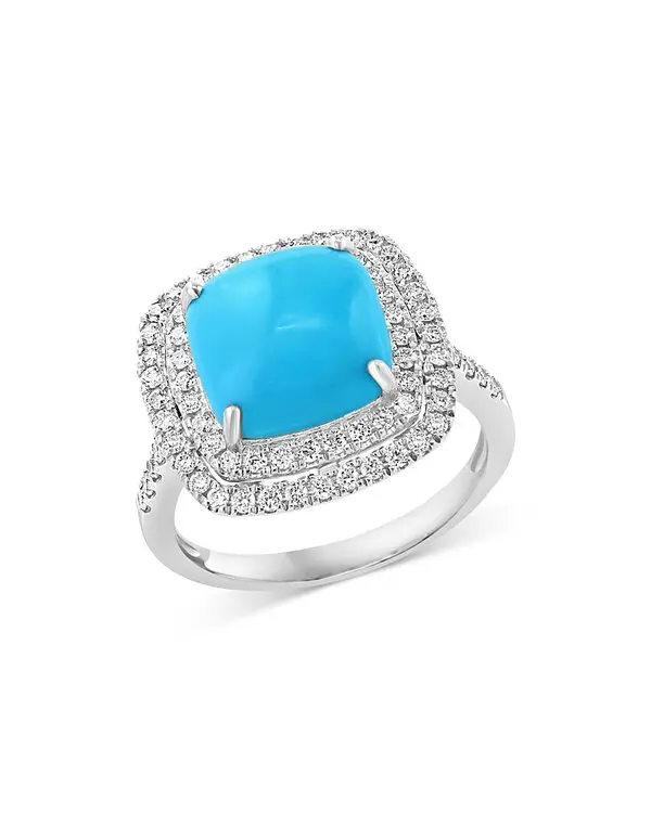 Bloomingdale'S Turquoise And Diamond Ring - Blue/white