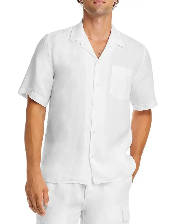 Vilebrequin Short Sleeved Solid Linen Shirt - White