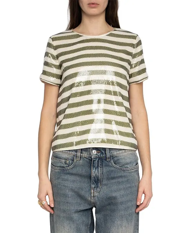 Zadig&Voltaire Tchao Sequin Stripe Top