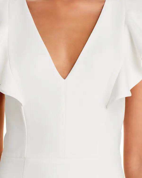 french connection whisper ruffled v neck mini dress Whisper Square Neck Frill Hem Mini Dress