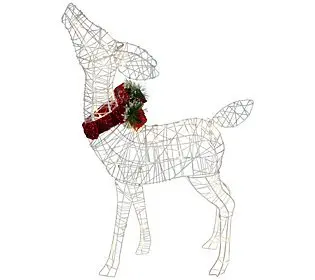 NORTHLIGHT 35' Led Standing Reindeer With Bow D Ecoration - One-color