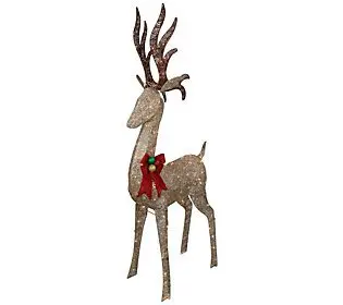 NORTHLIGHT 74' Led Champagne Deer With Red Bow Ecoration - One-color