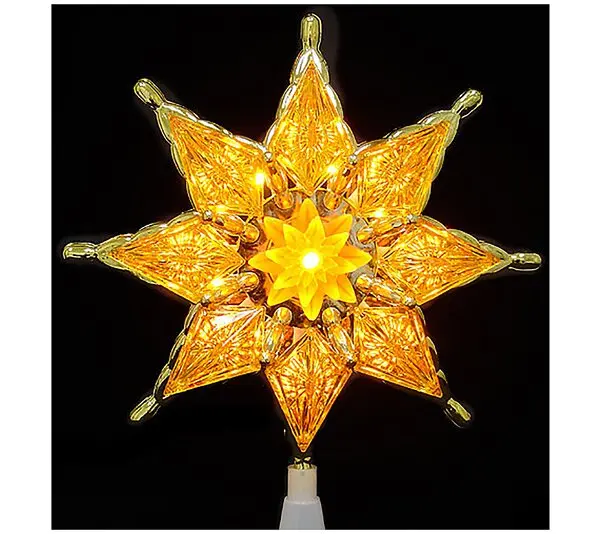 NORTHLIGHT 8' Amber Mosaic Star Tree Topper W/ Lear Lights