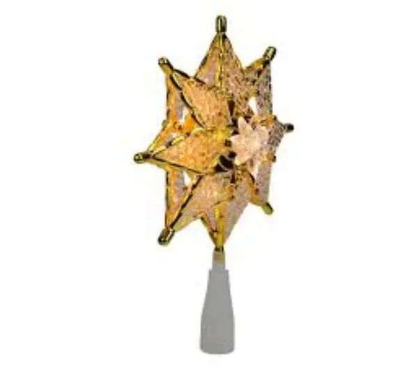 NORTHLIGHT 8' Amber Mosaic Star Tree Topper W/ Lear Lights