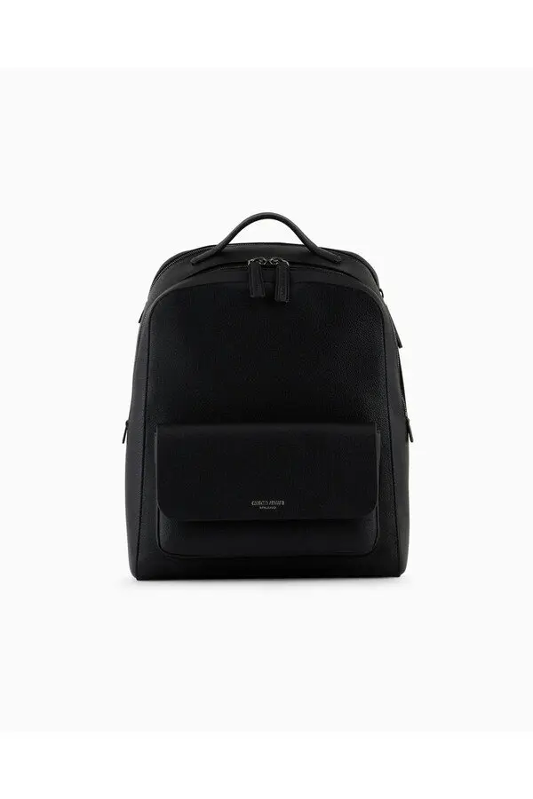 Giorgio Armani Round Leather Backpack - Black